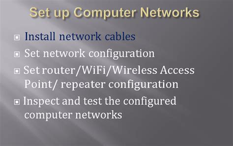 Install Network Cable Install Network Cables Set Network Configuration Set Studocu