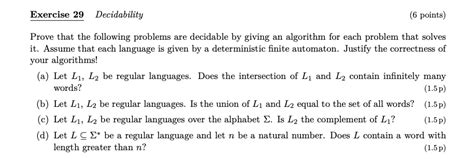 Solved Texts Exercise 29 Decidability 6 Points Prove That The Following Problems Are