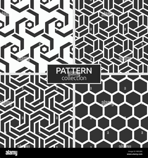 Set Of Four Seamless Patterns Abstract Geometric Vector Backgrounds Repeating Geometric Tiles