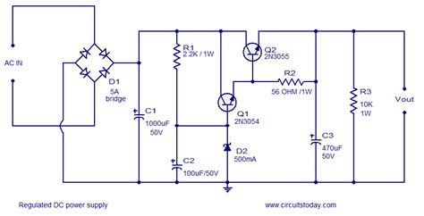 Regulated DC Power Supply Using Transistors
