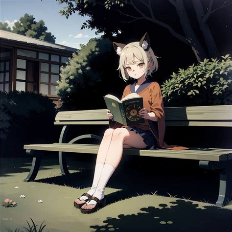 Девочка сидит на скамейке и читает мангу Манга Аниме девушка Сказки