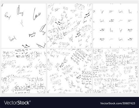 Seamless Abstract Text Pattern Set Handwritten Vector Image