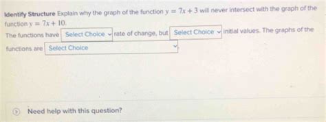 Solved Identify Structure Explain Why The Graph Of The Function Y7x3 Will Never Intersect