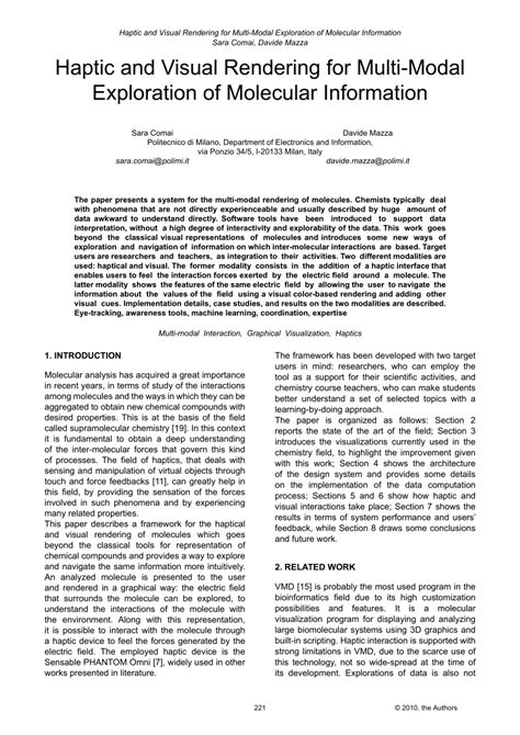 Pdf Haptic And Visual Rendering For Multi Modal Exploration Of