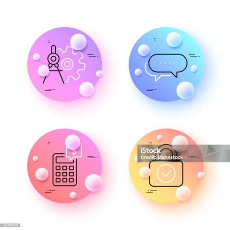 Dots Message Calculator And Cogwheel Dividers Minimal Line Icons For Web Application Printing