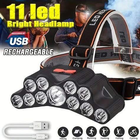 USB 충전식 LED 헤드램프 배터리 내장 낚시 손전등 야외 랜턴 핸드폰닷컴