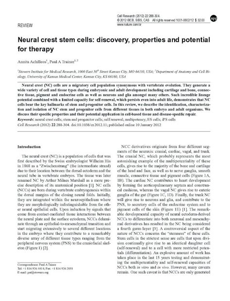 Pdf Neural Crest Stem Cells Discovery Properties And Histologia Ugr Es Descargas Cdcn 01