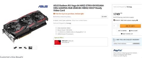 Asus Radeon Rx Vega Arez Strix Available For Sale At Us