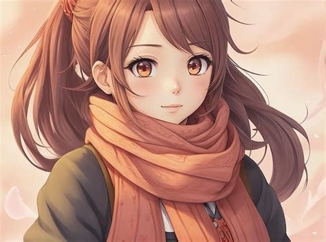 Premium Ai Image An Anime Girl With Scarf Character Cartoon