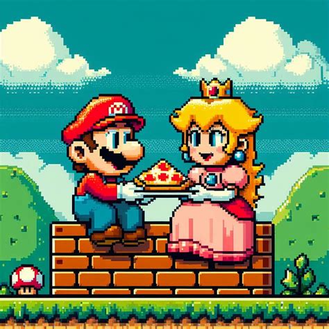 Mario And Peach Sitting On A Stone Block By Smbssfan On Deviantart