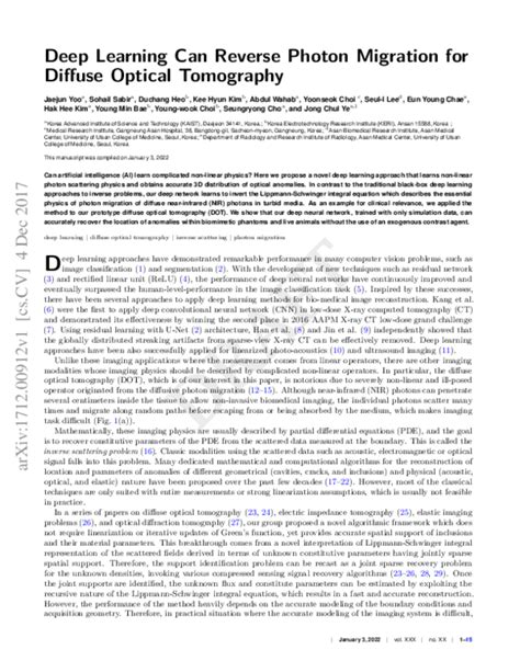 Pdf Deep Learning Can Reverse Photon Migration For Diffuse Optical Tomography