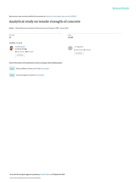 Analytical Study On Tensile Strength Of Concrete Pdf Strength Of