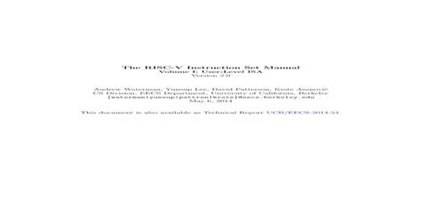 pdf the risc v instruction set manual volume i user level isa
