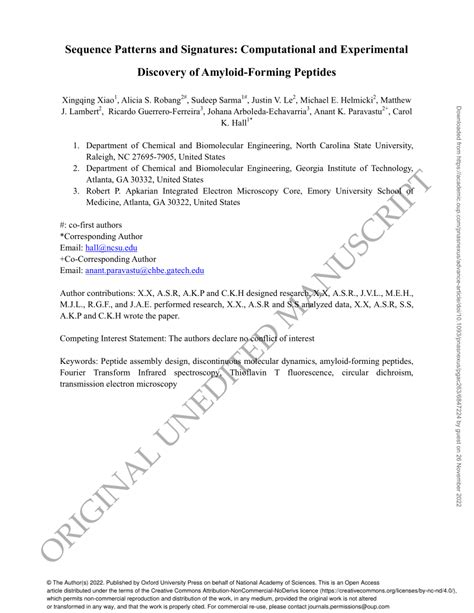 Pdf Sequence Patterns And Signatures Computational And Experimental Discovery Of Amyloid