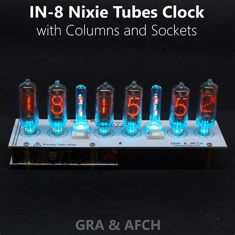 In 8 Nixie Clock With Sockets And Dots [smf Rgb Usb Tunes] Tubes Columns Temp Sensor