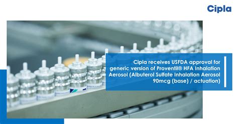 Cipla Receives Final Approval For Generic Version Of Proventil® Hfa Inhalation Aerosol