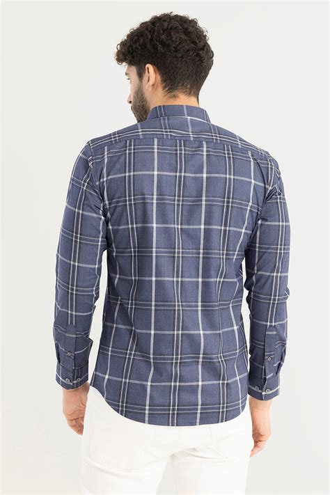 Buy Mens Cubix Square Melange Blue Shirtonline Snitch