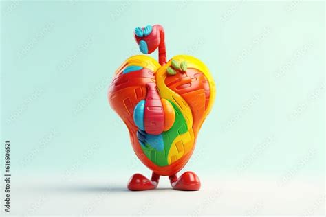 Illustration Stock Heart Cute Cartoon Healthy Human Anatomy Internal