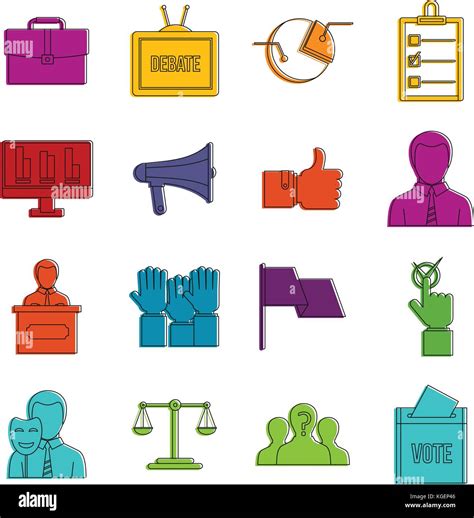 Election Voting Icons Doodle Set Stock Vector Image And Art Alamy