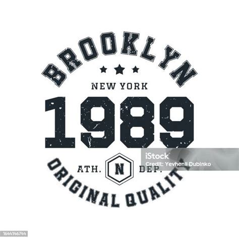 뉴욕 브루클린 티셔츠 디자인 미국 대학 스타일의 티셔츠 프린트 디자인 대학 및 대학 스타일의 티셔츠 프린트를 위한 운동 타이포그래피 셔츠에 대한 스톡 벡터 아트 및 기타