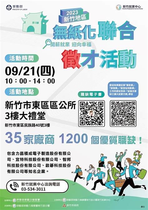 歡迎相招來找頭路！竹市連兩場徵才活動920起跑 釋出1210個職缺 蕃新聞