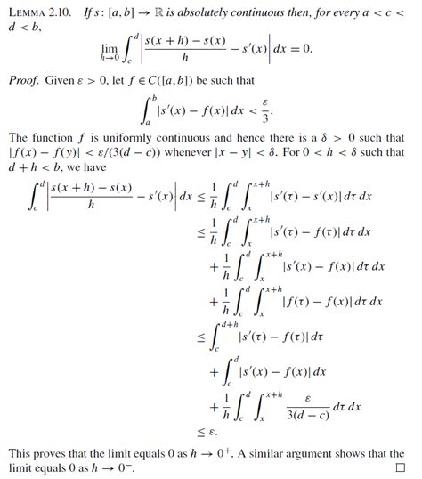 Real Analysis Prove Absolutely Continuous Function Is L1 Differentiable Mathematics Stack