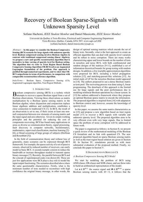 Pdf Recovery Of Boolean Sparse Signals With Unknown Sparsity Level