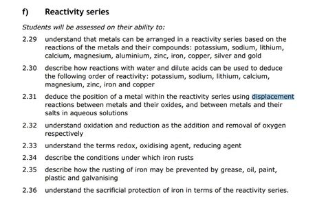 Reactivity Series Clubladeg Reactivity Series Clubladeg