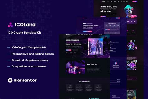 ICOLand NFT Cryptocurrency Elementor Template Kit