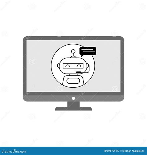 Artificial Intelligence Robot On Computer Screen Stock Vector Illustration Of Internet