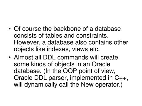 Ppt Database Objects User Schema Dcl Oracle Dictionary Powerpoint