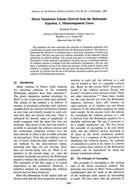 Pdf Direct Simulation Scheme Derived From The Boltzmann Equation I Monocomponent Gases