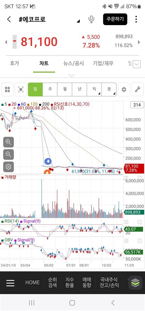 에코프로 차트 주식 에펨코리아