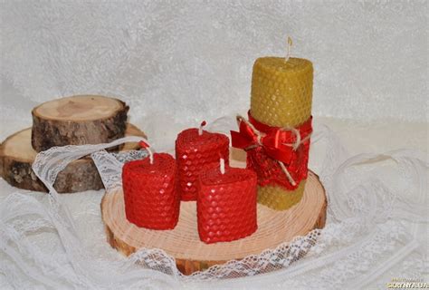 Купити Медова свічка у формі серця із вощини Skrynya Ua