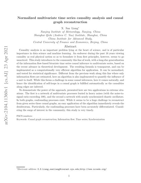 Pdf Normalized Multivariate Time Series Causality Analysis And Causal