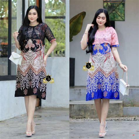 Model Dress Batik Kombinasi