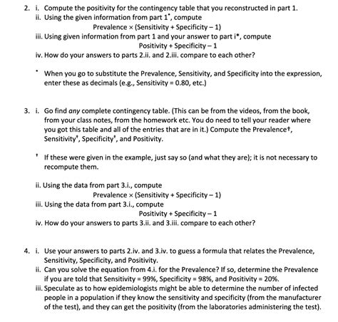 Solved 2 I Compute The Positivity For The Contingency
