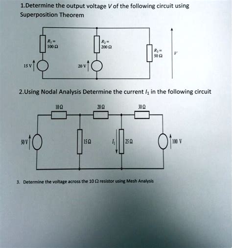 Solved 1determine The Output Voltage Vof The Following Circuit Using