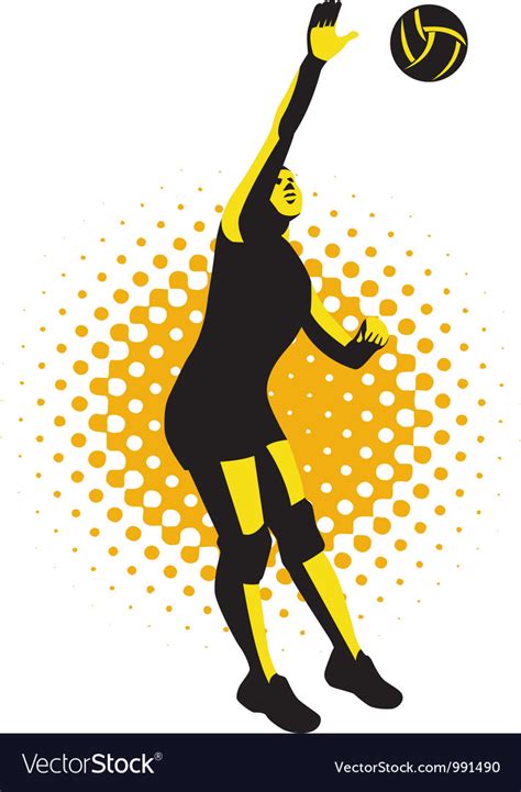 Volleyball Player Spiking Ball Retro Royalty Free Vector