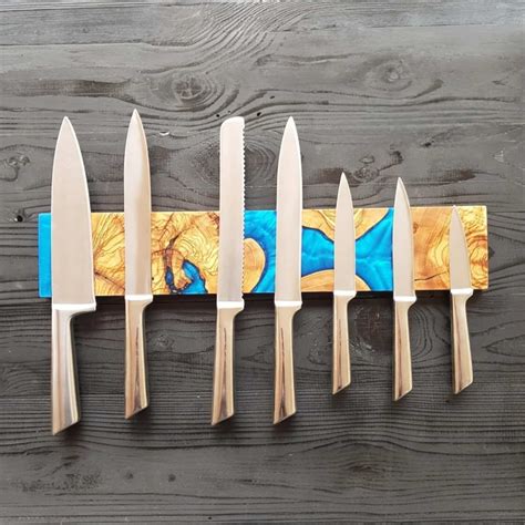 Resin And Olive Wood Magnetic Knife Holder Luxury Woodie