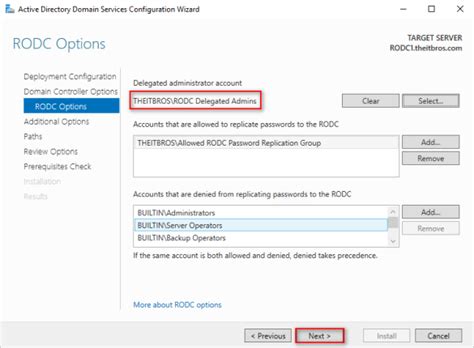 how to install and configure read only domain controller rodc