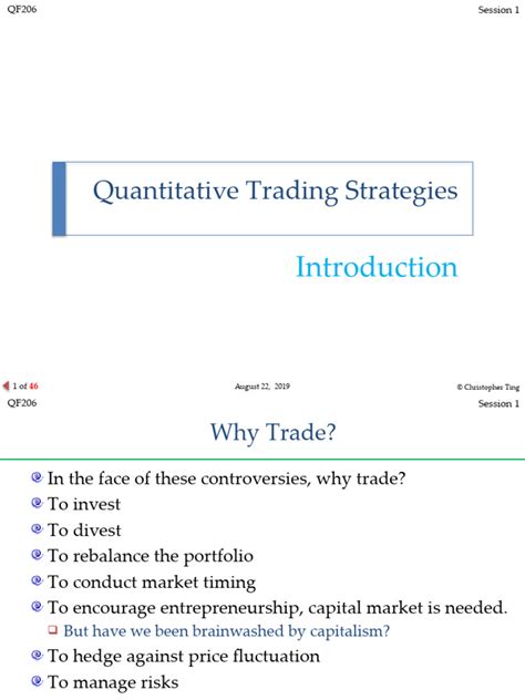 Qf206 Session Tro To Quant Trading Pdf Algorithmic Trading Market Maker