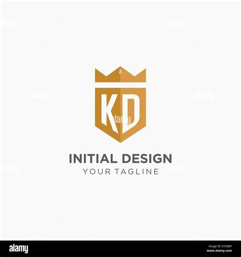 Monogram Kd Logo With Geometric Shield And Crown Luxury Elegant Initial Logo Design Vector