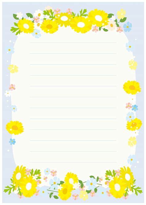 便箋テンプレート07「春らしいマーガレットの花のイラスト」（・pdf）｜無料ダウンロード｜テンプレートnavi