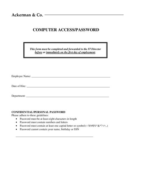 Fillable Online Computer Password Form Fax Email Print Pdffiller