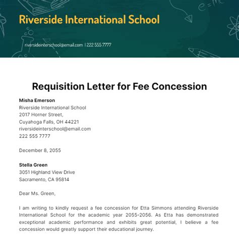 Free Requisition Letter For Fee Concession Template Edit Online