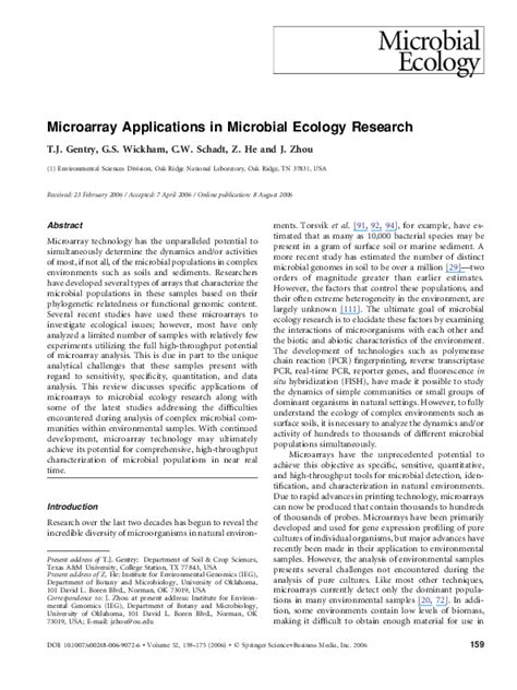 Pdf Microarray Applications In Microbial Ecology Research
