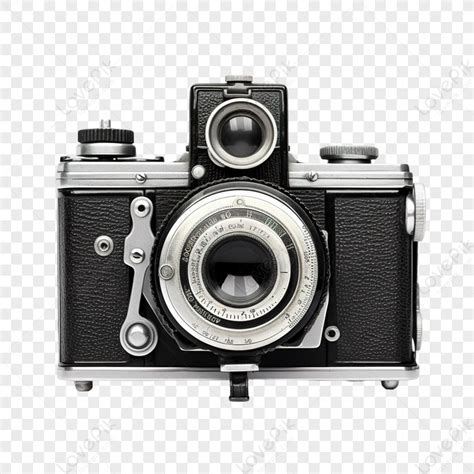 Antique Old Fashion Film Camera Front View Isolated On White Background
