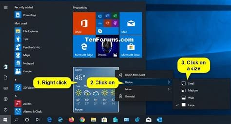 Resize Tiles On Start Menu In Windows Tutorials