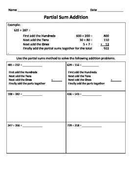 Partial Sums Addition Addition Strategy By Teach Peach Georgia